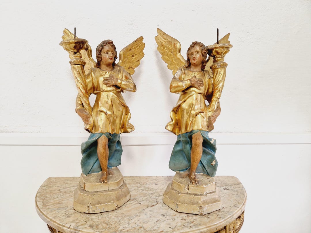Pair of Antique 18th Century Angel Torch Holders - Etsy