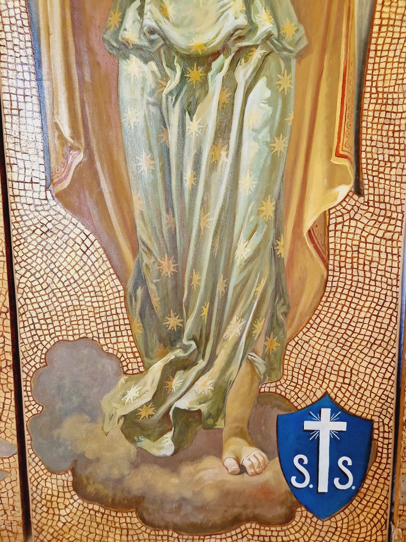 Triptych of Religious Oil Paintings With Gold Background - Etsy