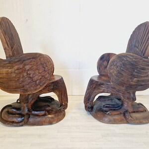 Pair of Solid Wood Carved American Eagle Armchairs - Etsy