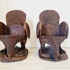 Pair of Solid Wood Carved American Eagle Armchairs - Etsy