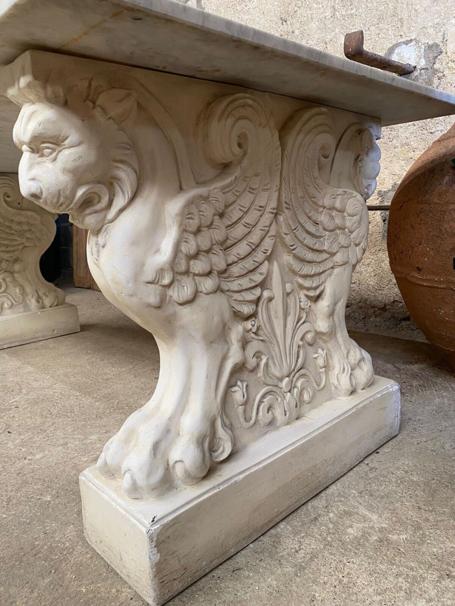 Large French Marble Table Carved Mythical Creatures to Base - Etsy