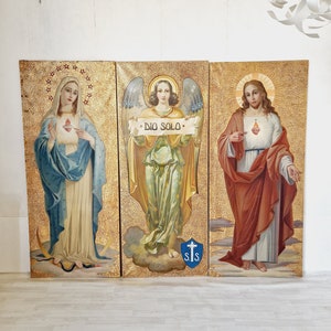Triptych of Religious Oil Paintings With Gold Background - Etsy