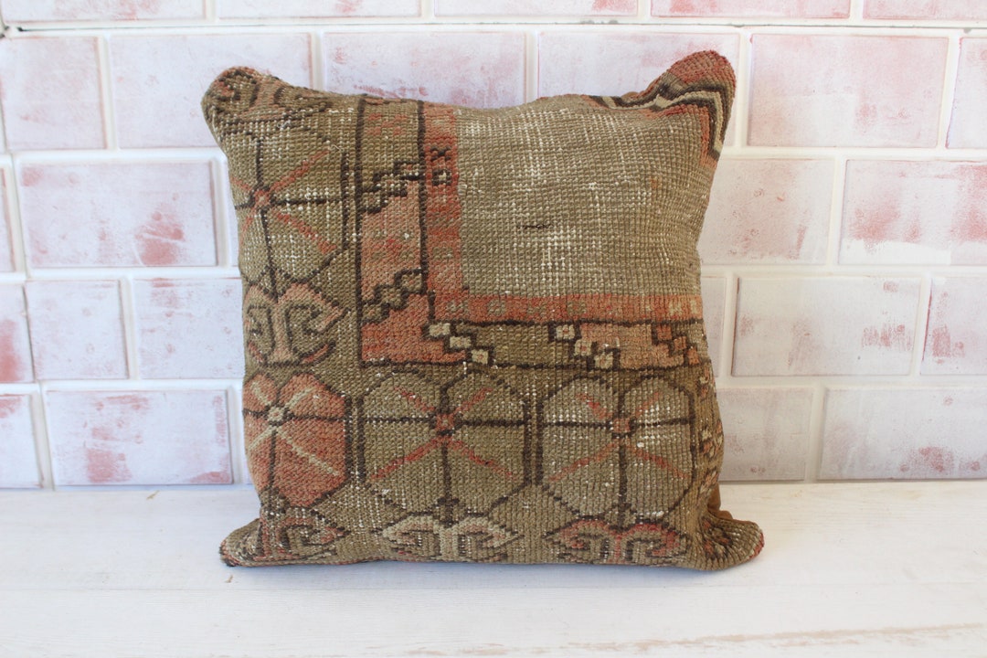 16x16 Inch Rug Pillow Cover, Ethnic Rug Pillow, Bohemian Rug Pillow ...