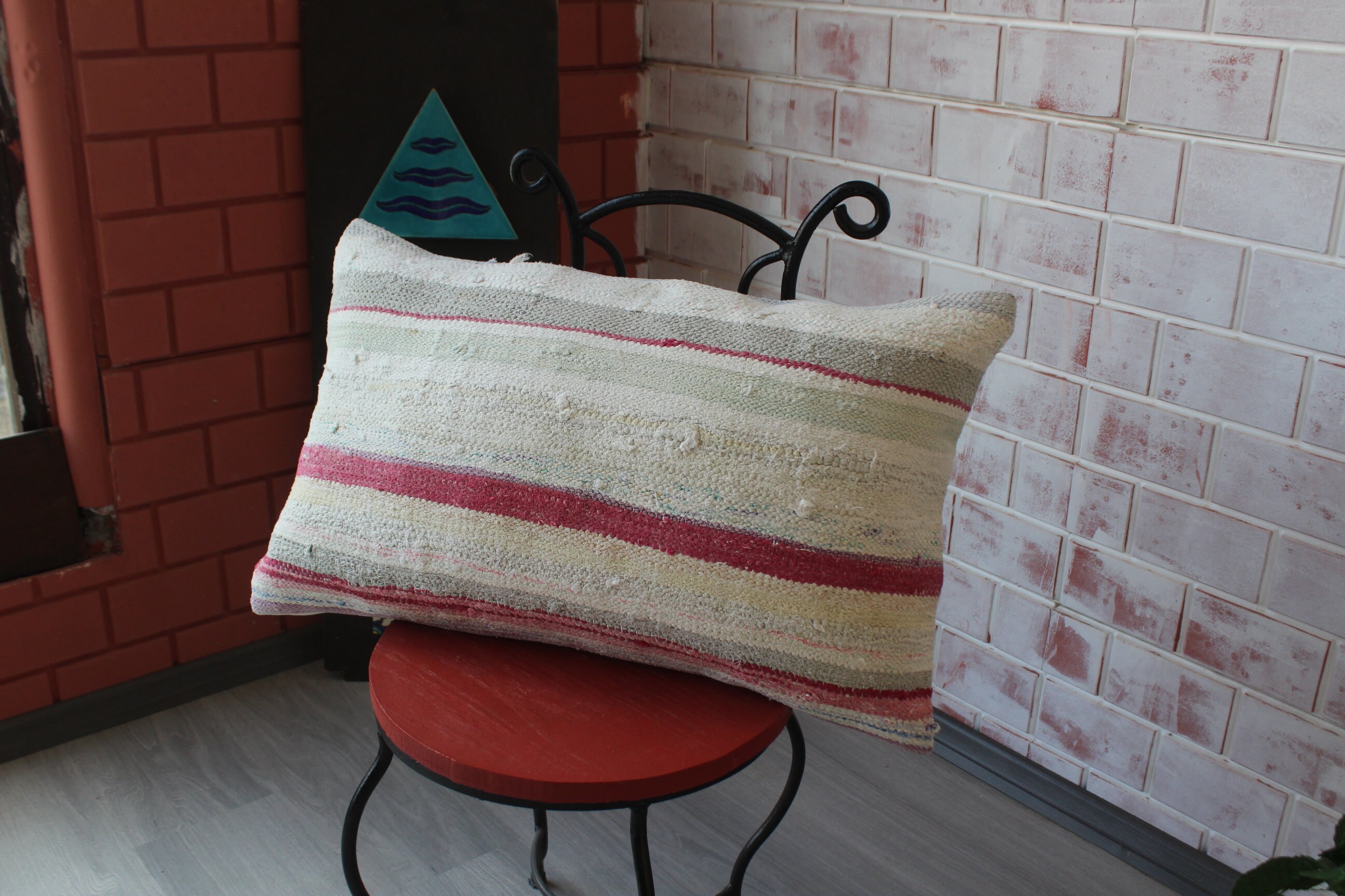 Rag Rug Pillow Cover Lumbar Rag Rug Cushion Cover Ethnic | Etsy