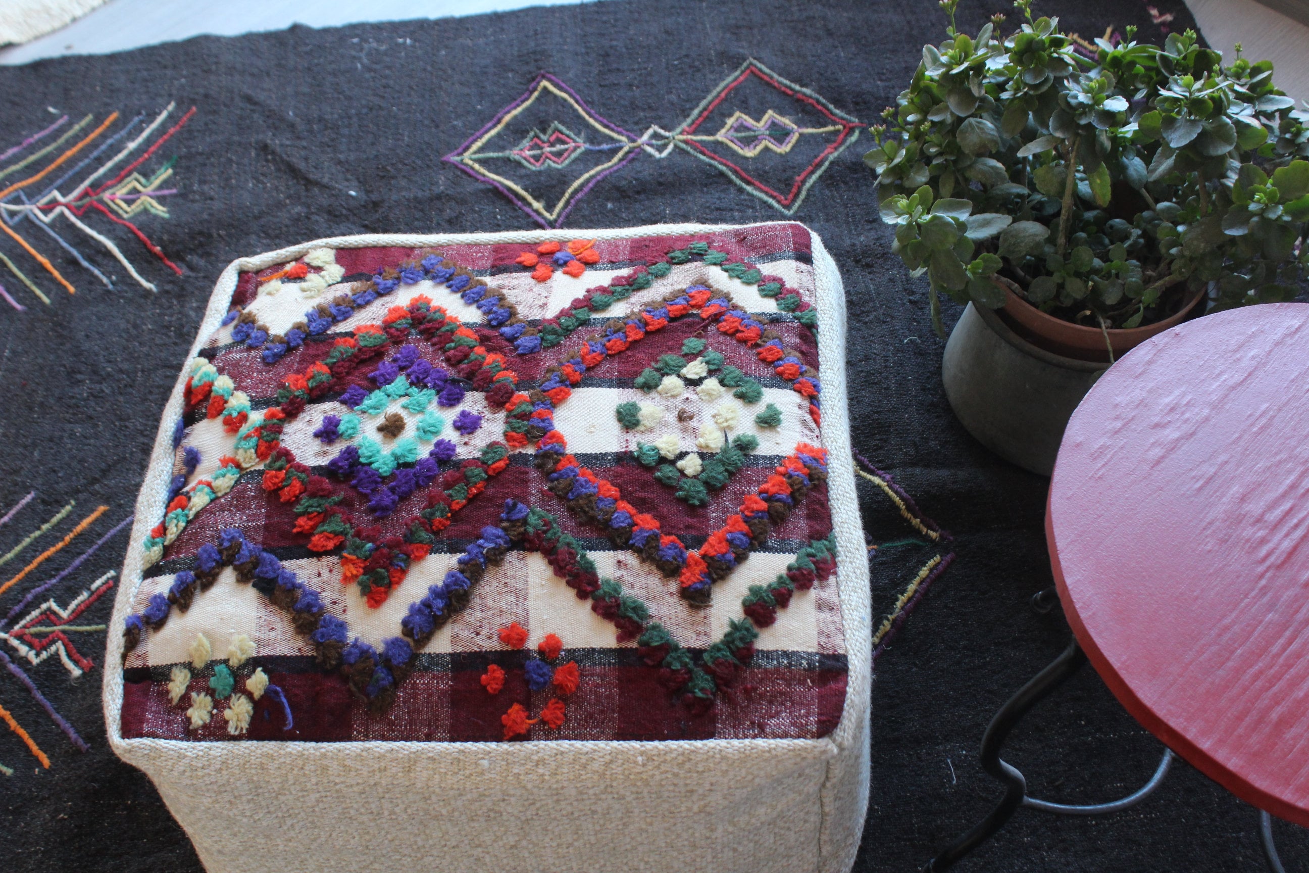 Kilim Pouf Ethnic Kilim Pouf Kilim Floor Pillow Ottoman | Etsy