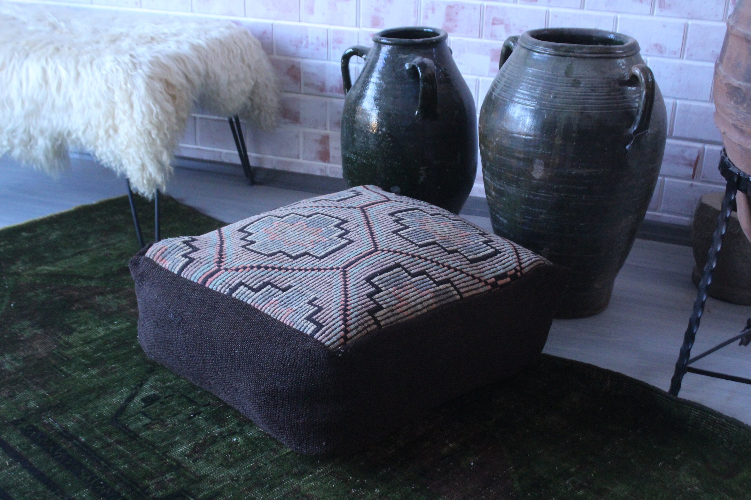 Kilim Pouf Ethnic Kilim Pouf Kilim Floor Pillow Ottoman | Etsy