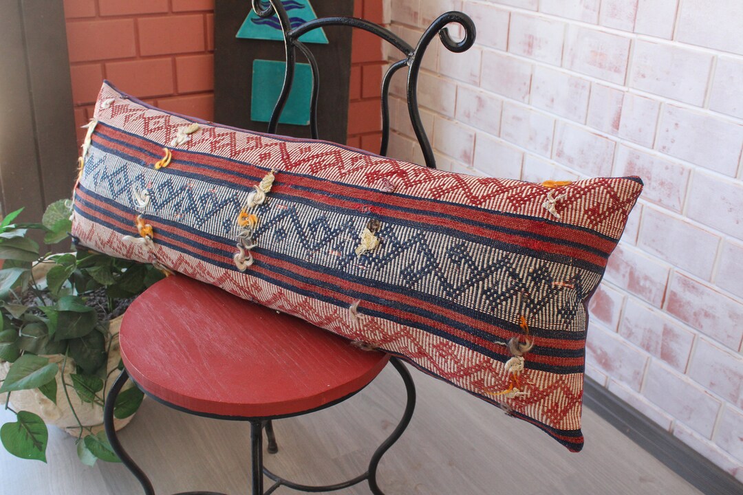 Bench Pillow , Extra Long Pillow, Lumbar Bed Pillow, Ethnic Lumbar ...