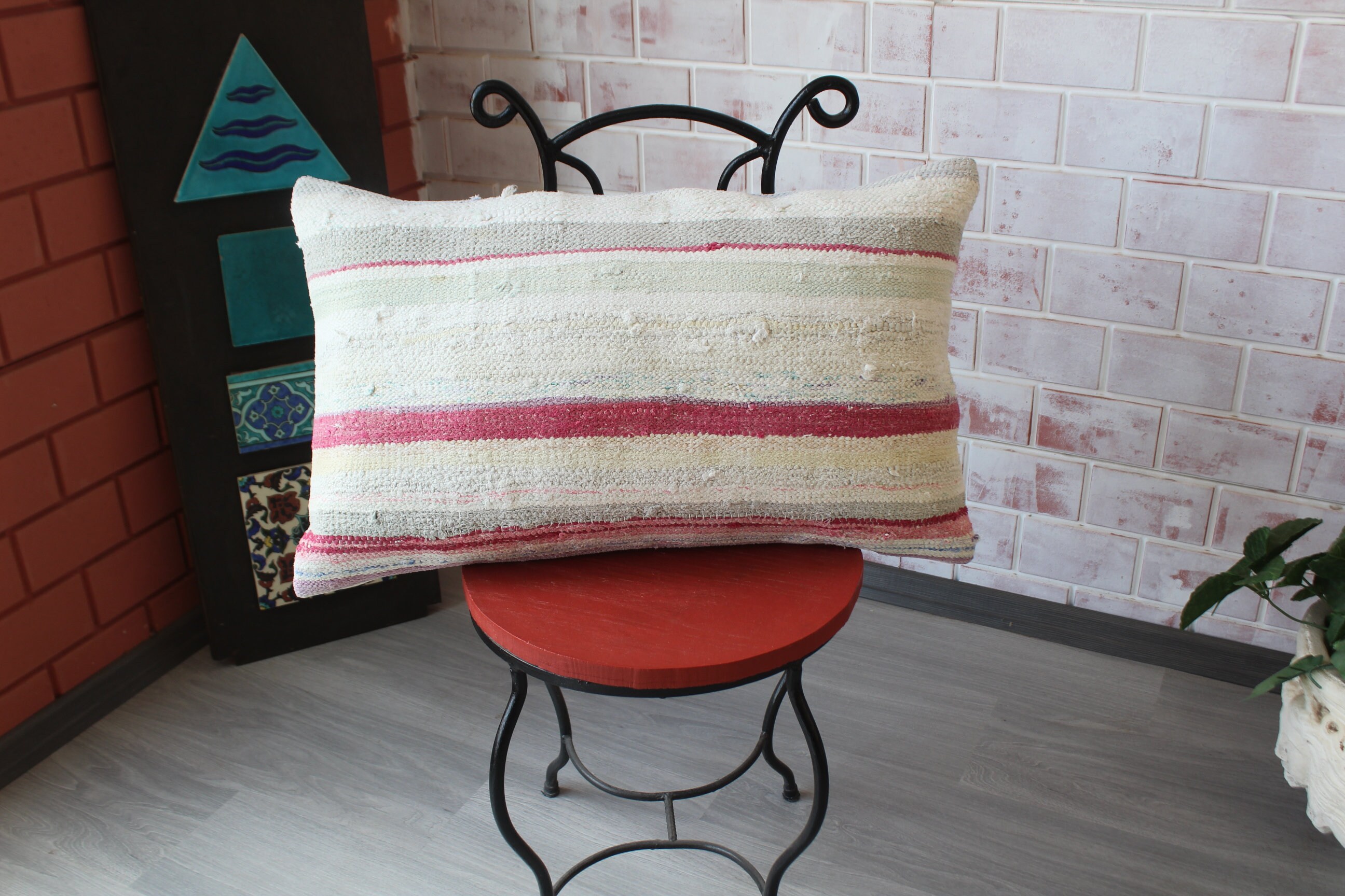 Rag Rug Pillow Cover Lumbar Rag Rug Cushion Cover Ethnic | Etsy