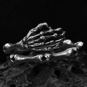 Skeleton Hand Ring// Sterling Silver// Handmade Solid S925//unique Punk ...