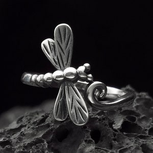 Handmade Sterling Silver Dragonfly Ring: Oxidized Punk Goth Biker ...