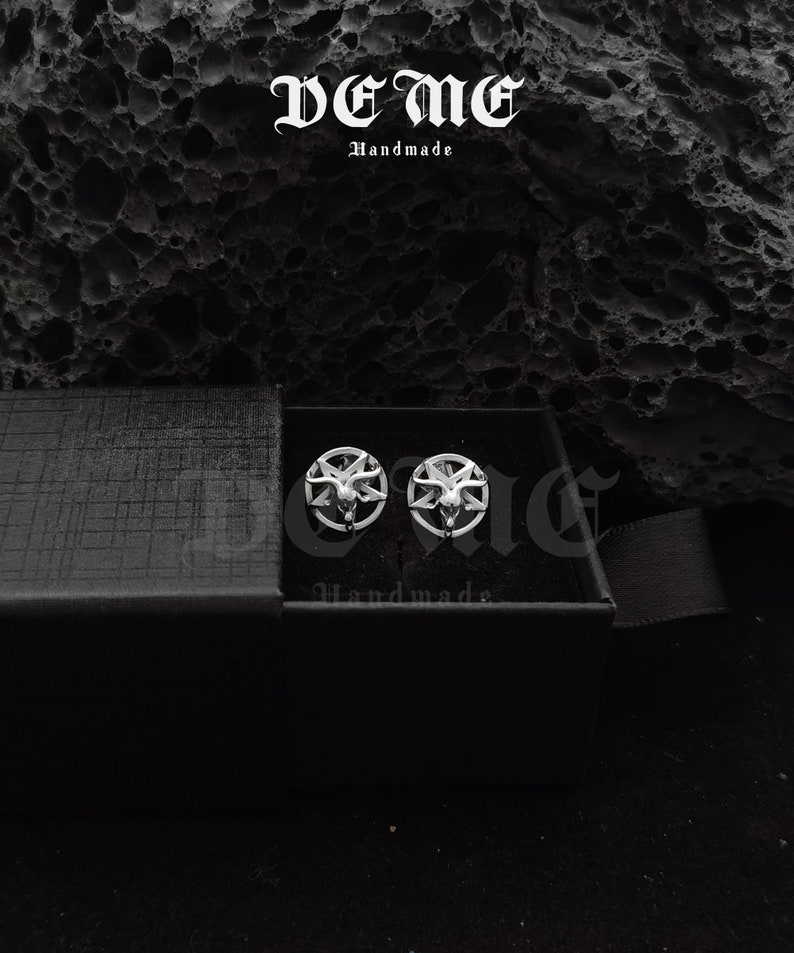 Handmade Baphomet Sterling Silver Earrings: Modern Boho Jewelry - Etsy
