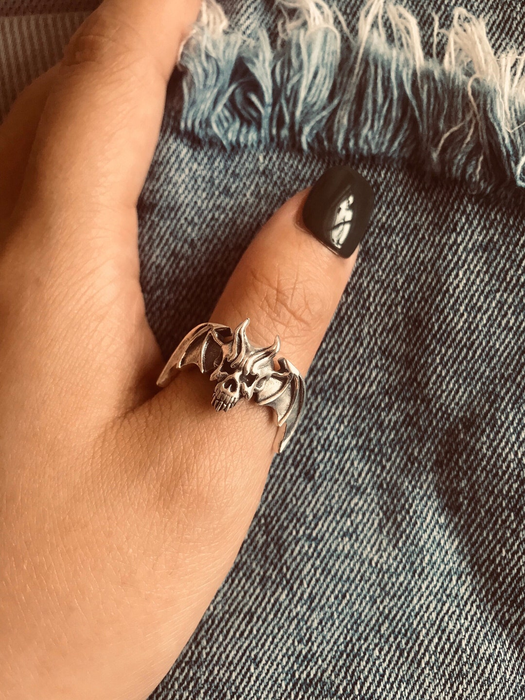 Handmade Sterling Silver Wraith Bat Ring: Gothic Biker Jewelry - Etsy