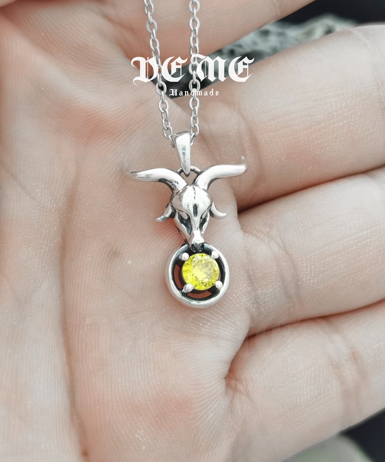 Collar de Baphomet en plata de ley: colgante con piedra de nacimiento ...