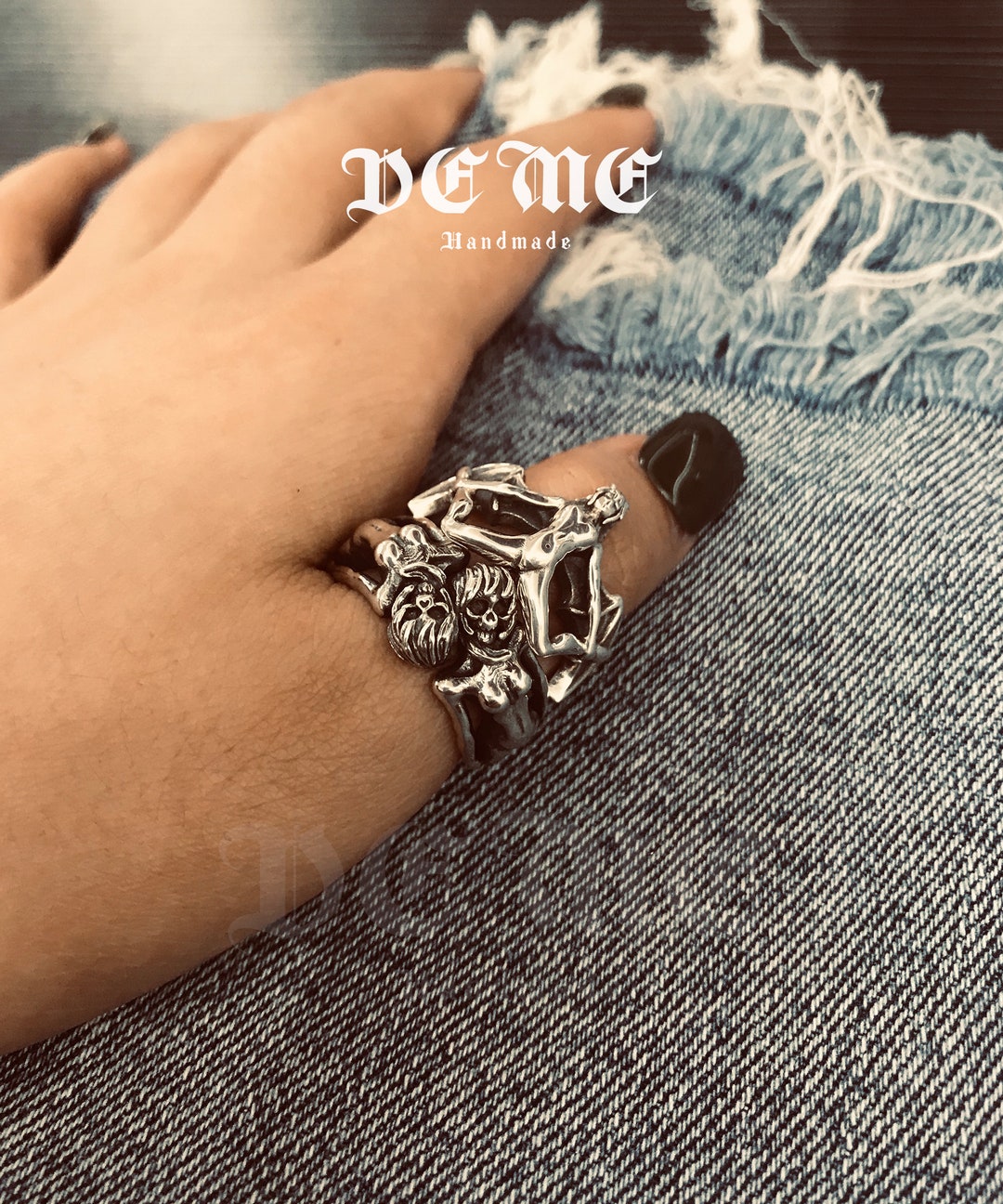 Female Demons Ring Set /2 in 1 Ring /925 Sterling Silver Ring - Etsy