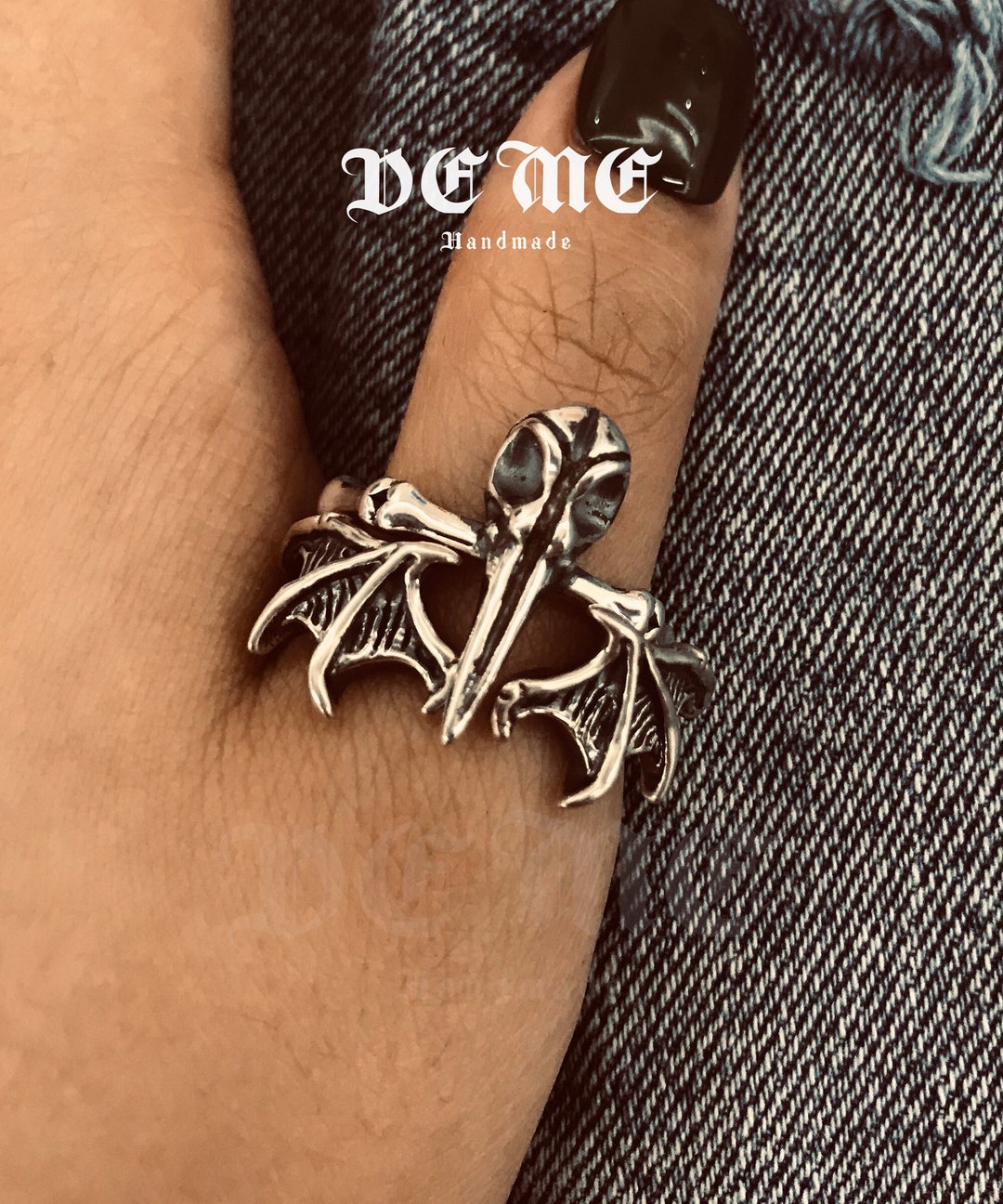 Gothic Ring Set /2 in 1 Ring /925 Sterling Silver Ring /2 Pcs Silver ...