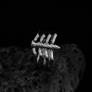 Rib Ring// Sterling Silver// Handmade Solid S925//unique Punk - Etsy