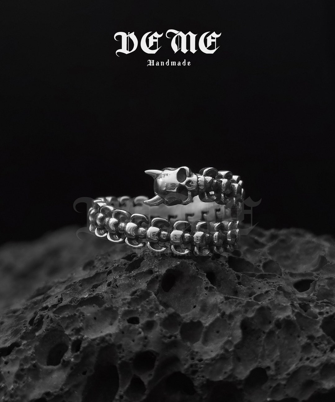 Skull Centipede Ring// Sterling Silver// Handmade Solid - Etsy