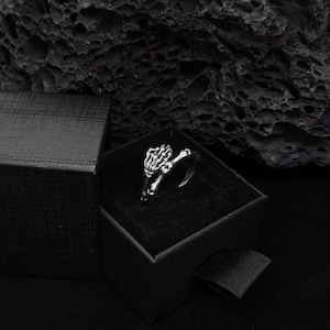Skeleton Hand Ring// Sterling Silver// Handmade Solid S925//unique Punk ...