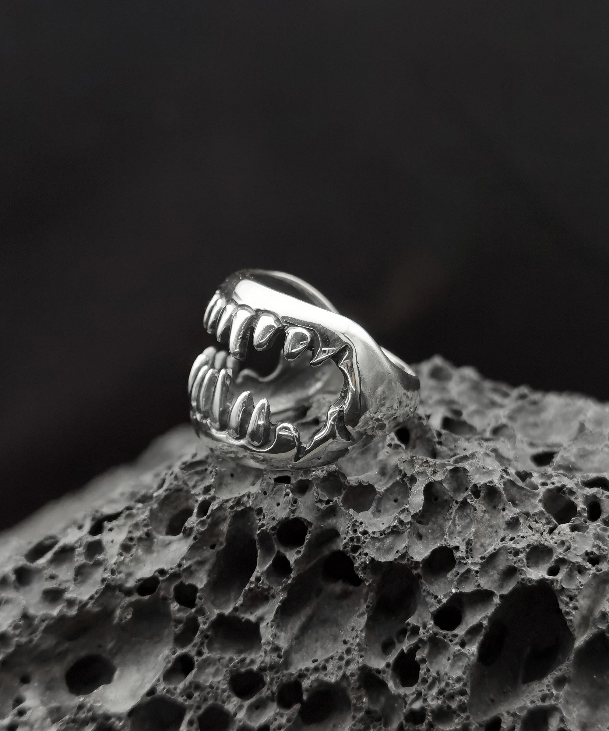Devil's Tooth Sterling Silver Ring: Handmade Gothic Biker Jewelry - Etsy