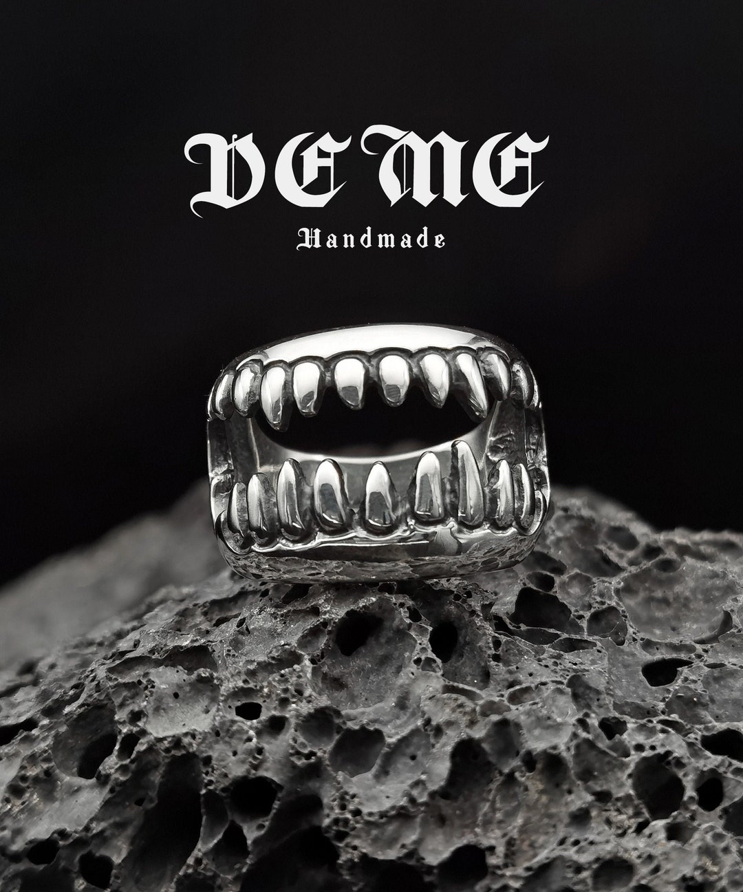 Devil's Tooth Sterling Silver Ring: Handmade Gothic Biker Jewelry - Etsy
