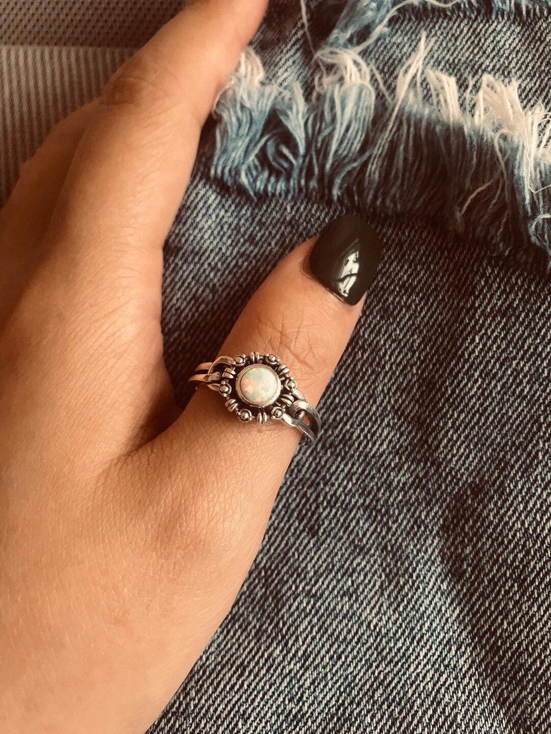 Floral Gemstone Ring//opal//handmade Jewelry//sterling Silver//custom ...