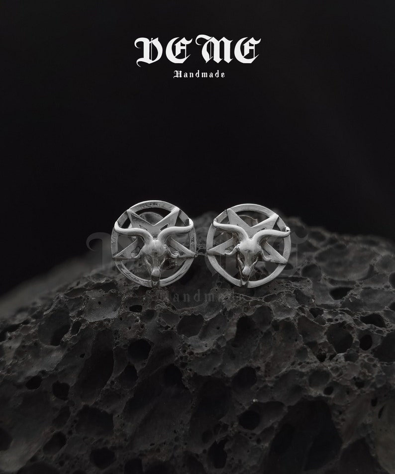 Handmade Baphomet Sterling Silver Earrings: Modern Boho Jewelry - Etsy