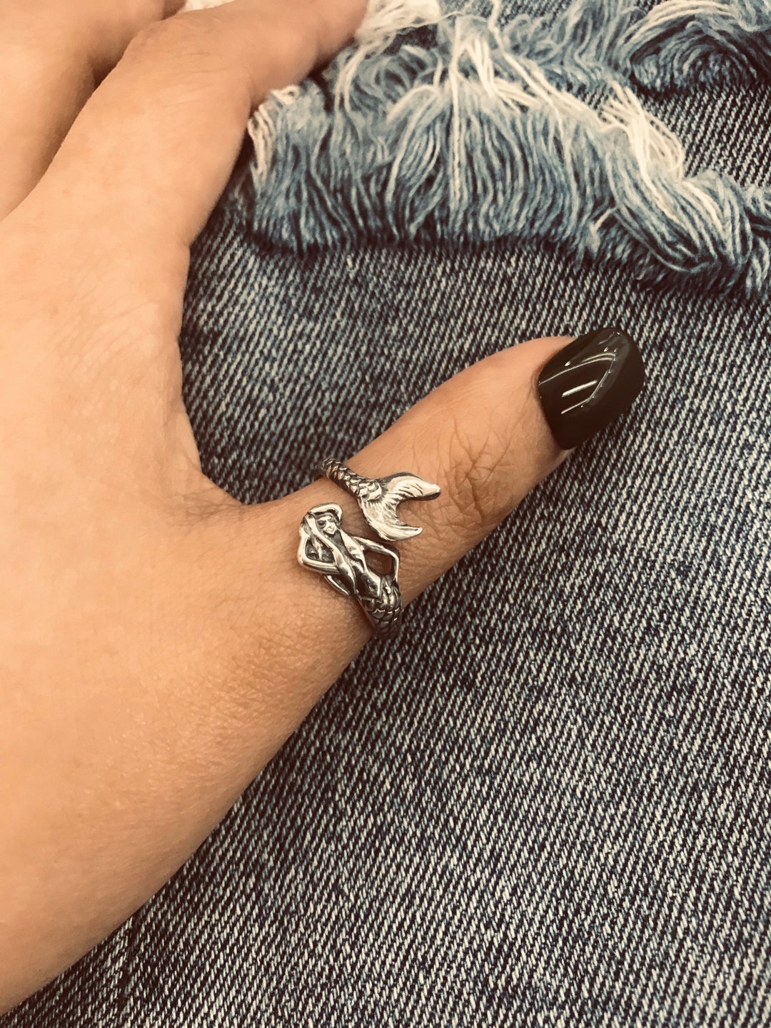 Handmade Sterling Silver Mermaid Ring: Oxidized Punk Goth Biker Jewelry ...