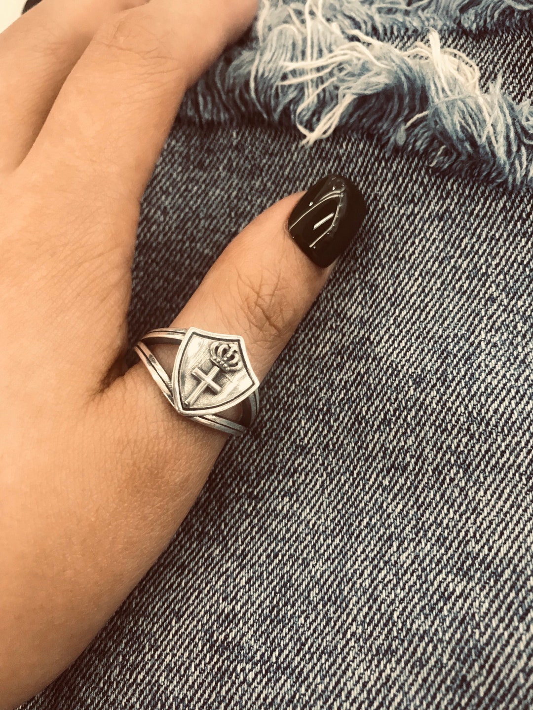 Crusader Shield Ring// Sterling Silver// Handmade Solid S925//unique ...