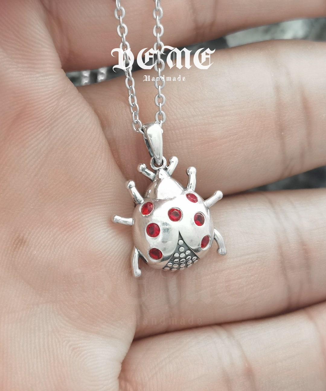 Ladybug Birthstone Necklace | Sterling Silver Necklace | Personalized ...