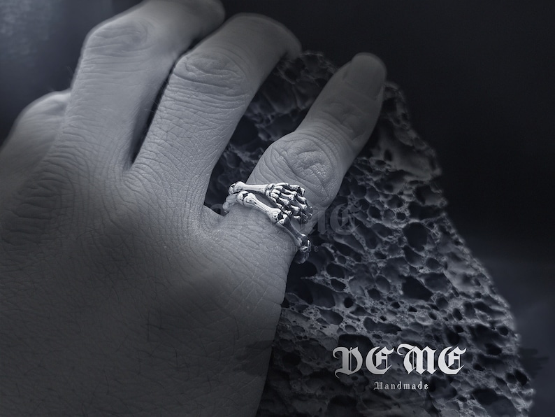 Skeleton Hand Ring// Sterling Silver// Handmade Solid - Etsy