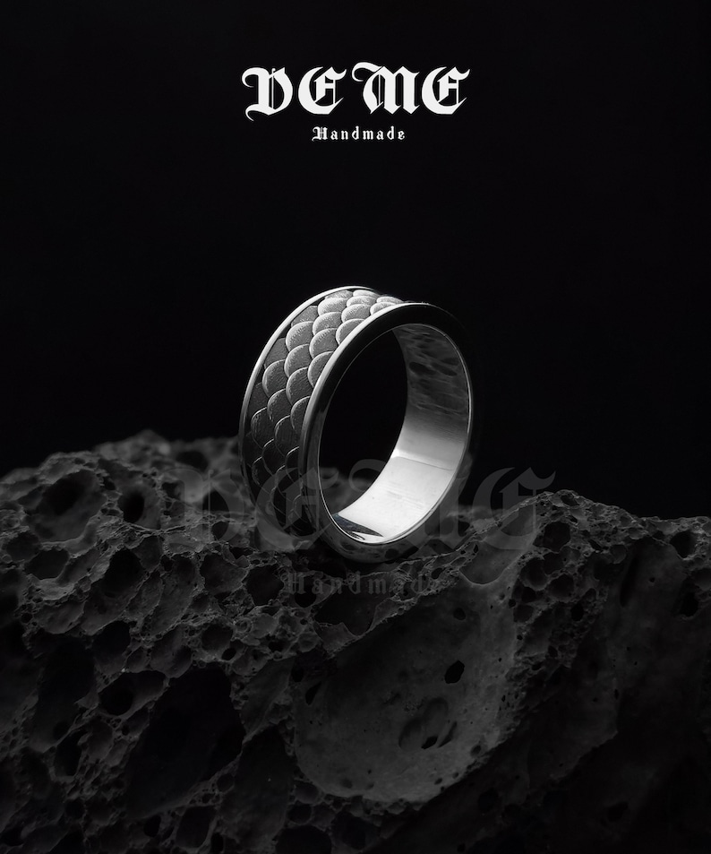 Handmade Sterling Silver Fish Scale Ring - Punk Goth Biker Jewelry - Etsy