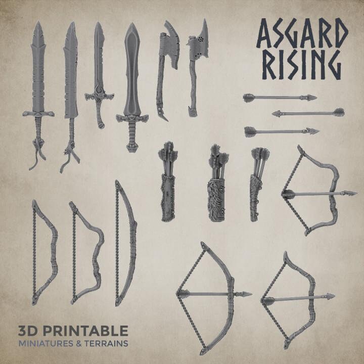 Games & Puzzles Resin Miniature 32mm Weapon Pack 1 Asgard Rising Role ...