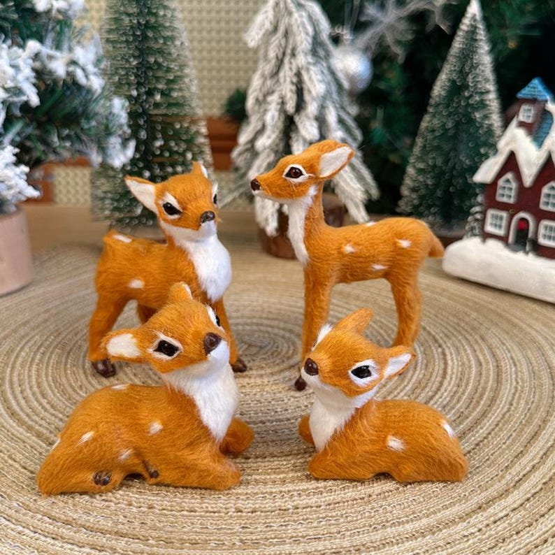Handmade Deer Figurinedesktop Deer Decor, Christmas Deer Sculpture ...