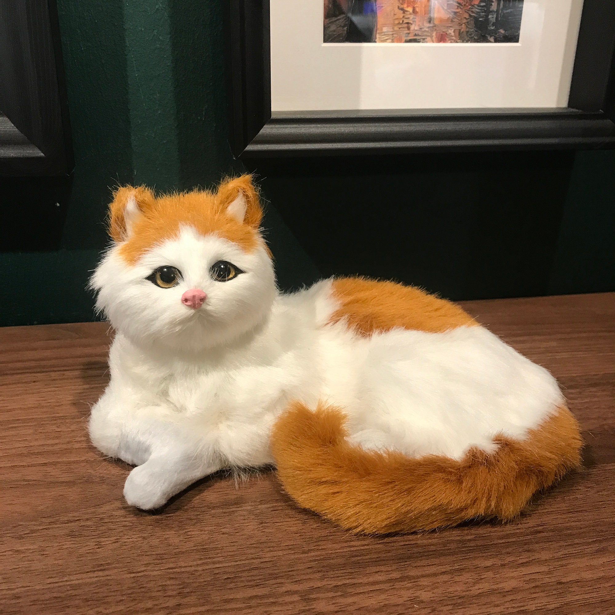 Realistic Furry Cat Figurine Lifelike Kitten Home Office Desk ...