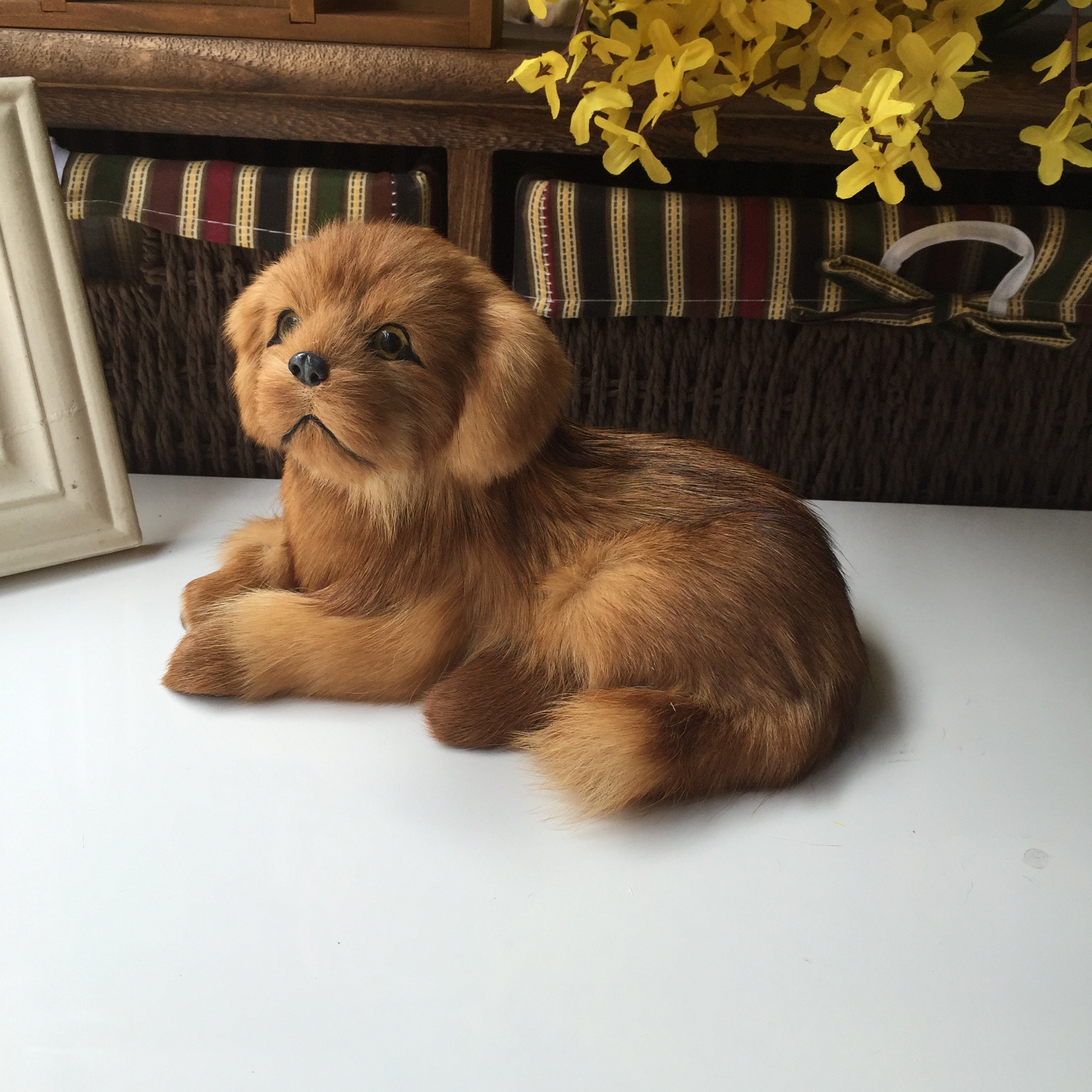 Realistic Dog Golden Retriever Puppy Fake Animal Figurines Replica ...