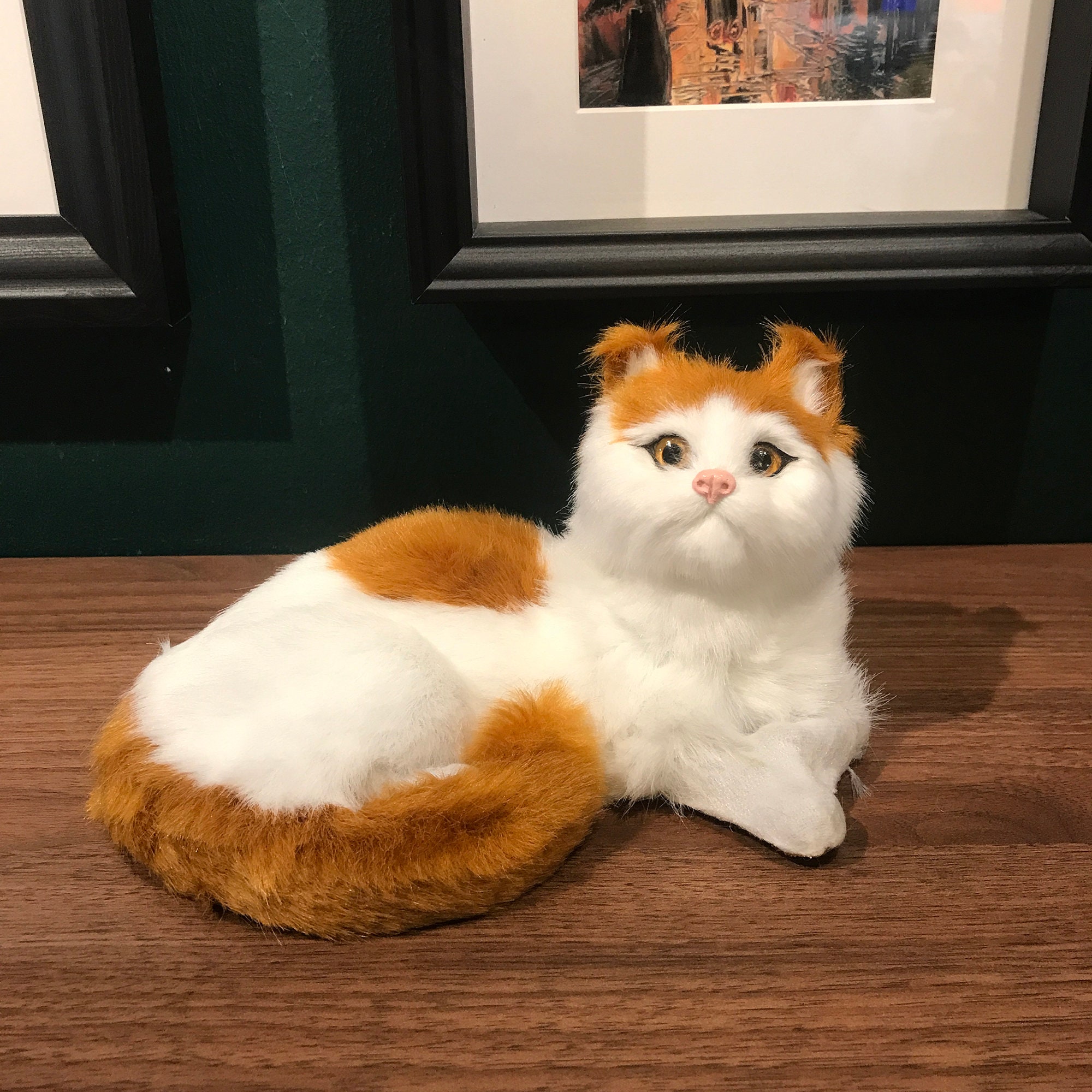 Realistic Furry Cat Figurine Lifelike Kitten Home Office Desk ...