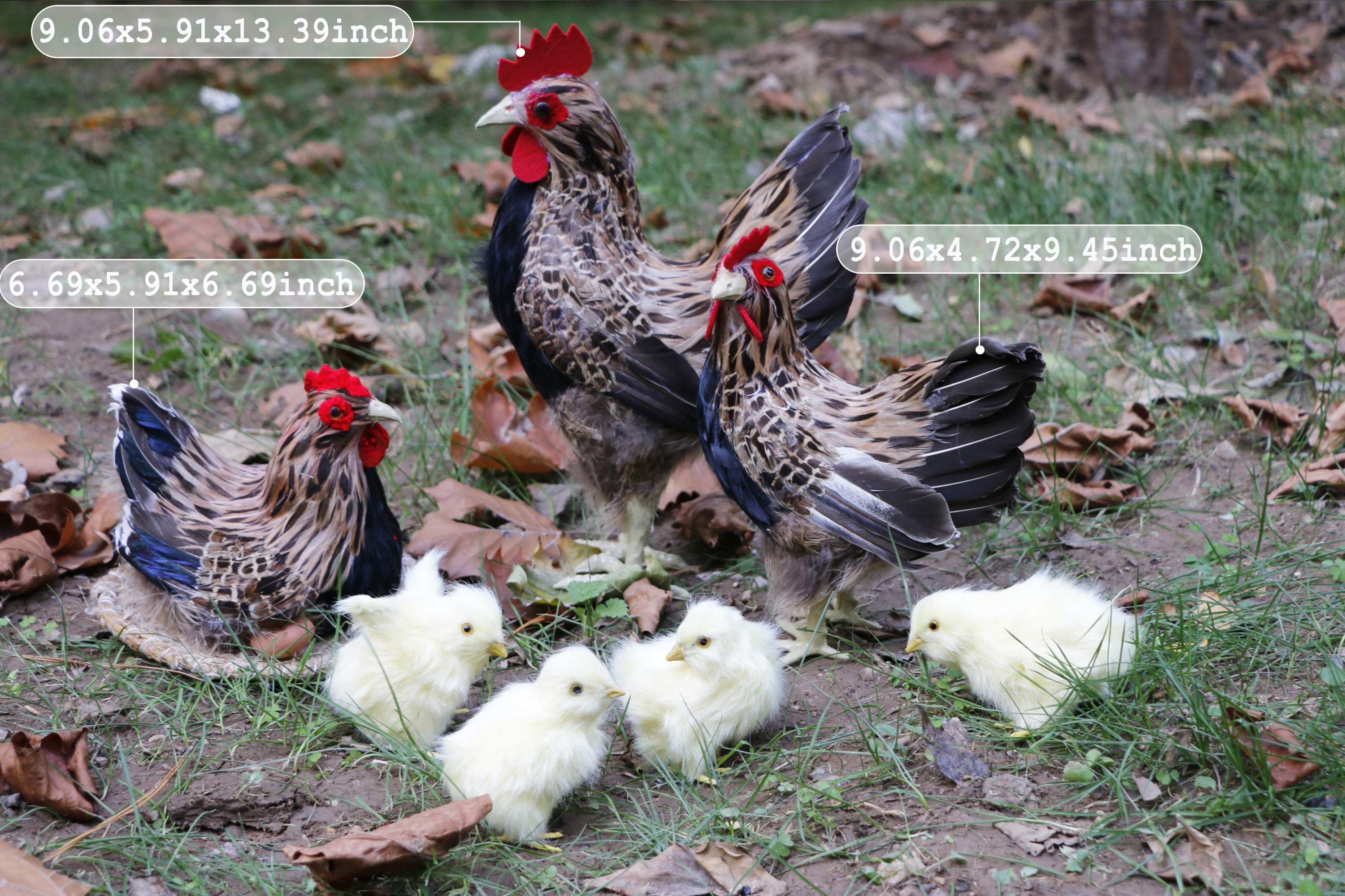 Fake Chicken Figurine Hen Rooster Taxidermy Miniature Replica Decor ...