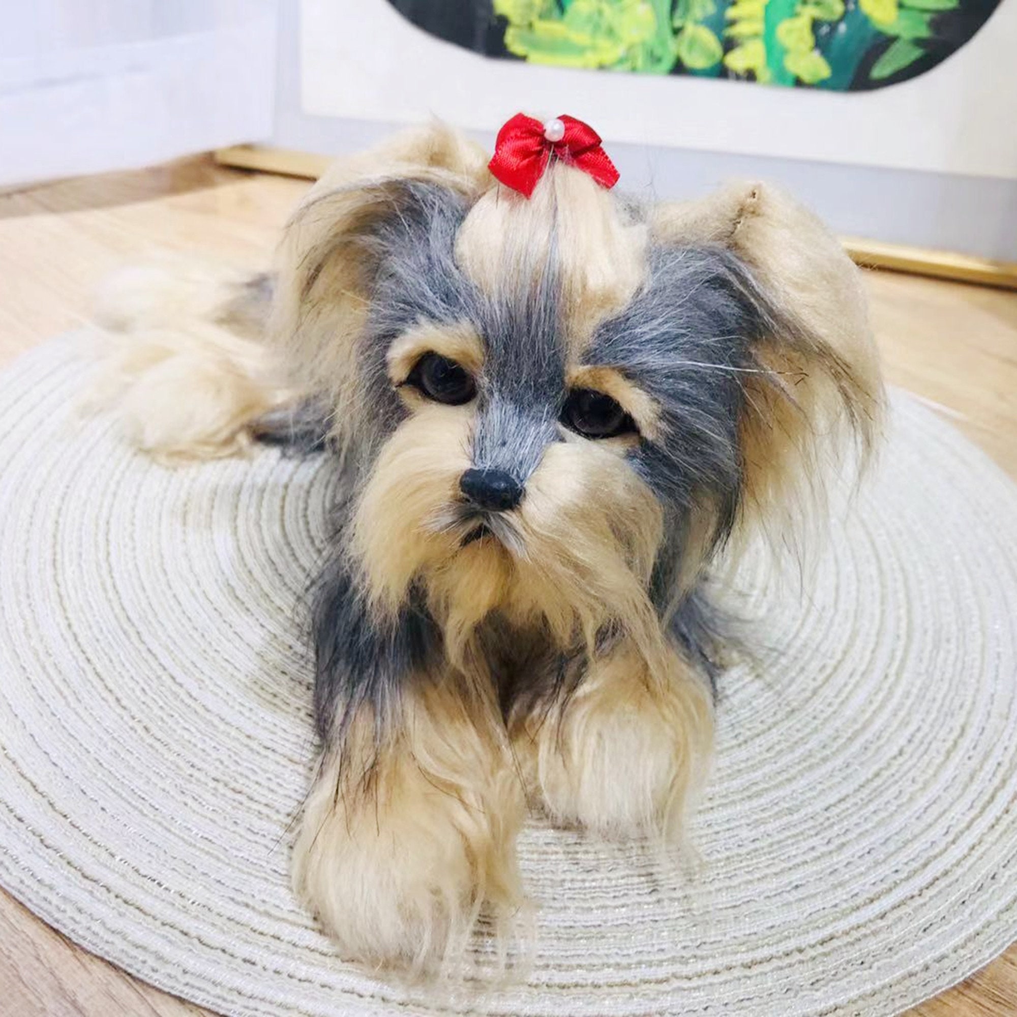 Yorkie Terrier Realistic Dog Puppy Plush Animals Figurines Companion ...