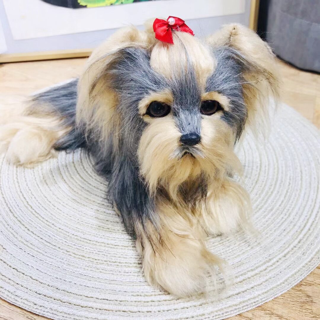 Yorkie Terrier Realistic Dog Puppy Plush Animals Figurines Companion ...