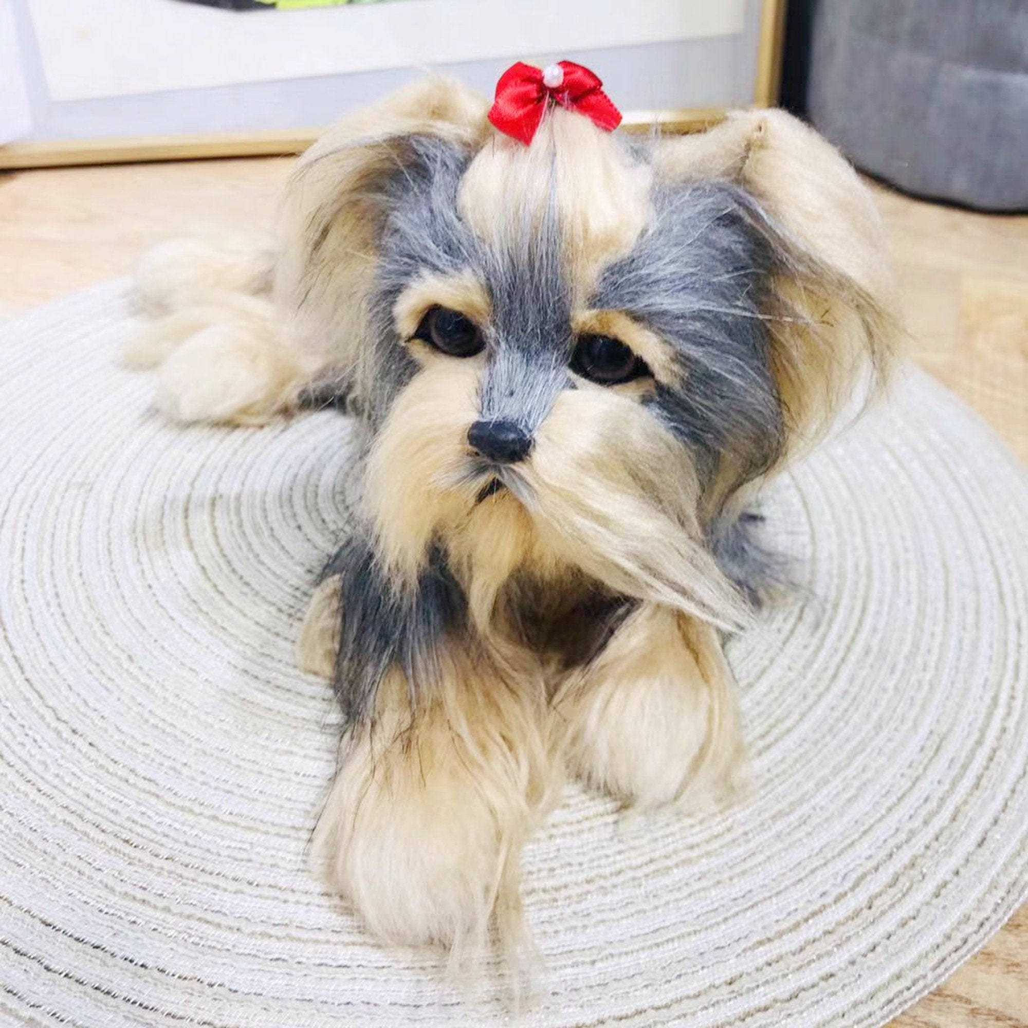 Yorkie Terrier Realistic Dog Puppy Plush Animals Figurines Companion ...