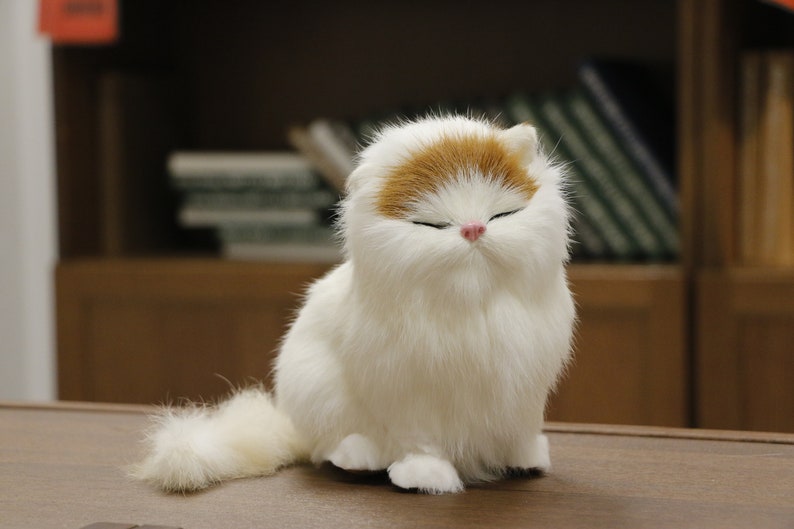 Realistic Cat Plush Furry Kitten Lifelike Animal Figurines - Etsy