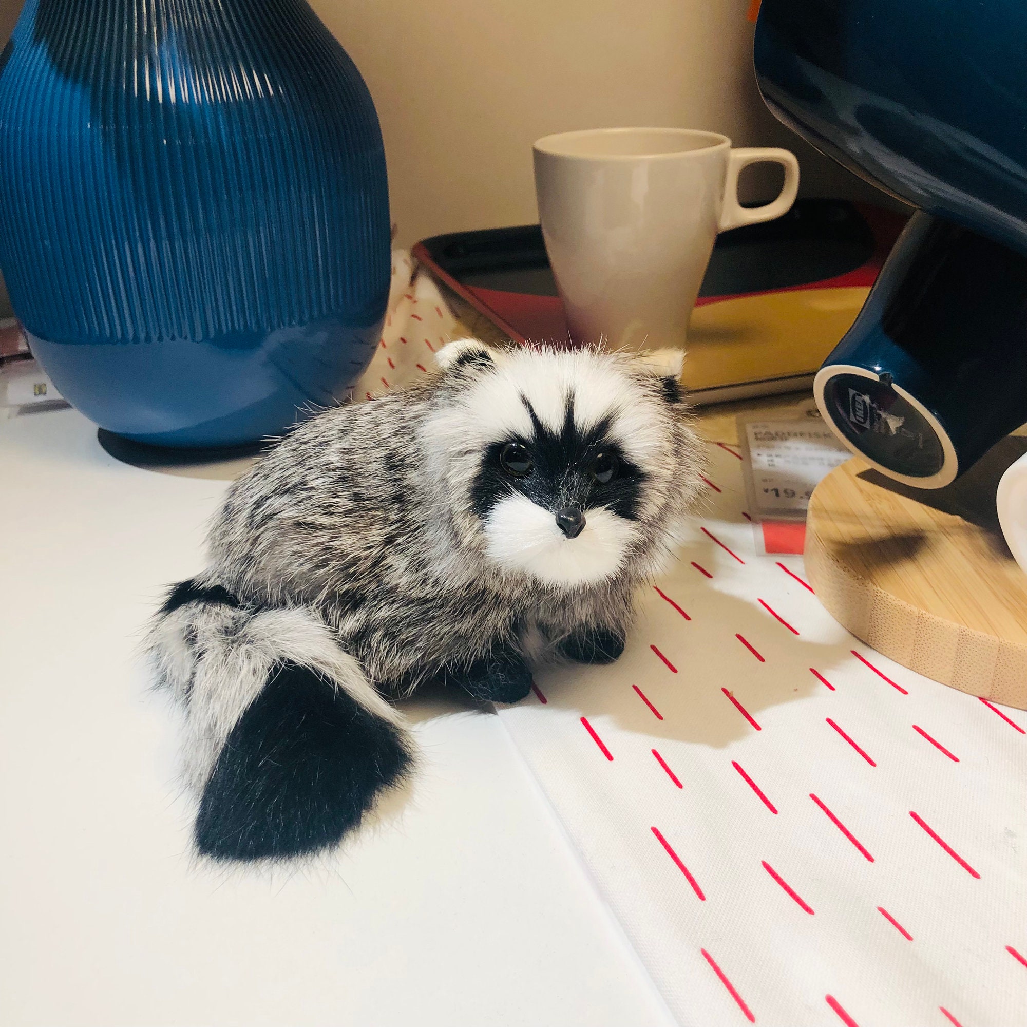 Cute Realistic Raccoon Furry Christmas Creative Gifts Animal Figurines ...