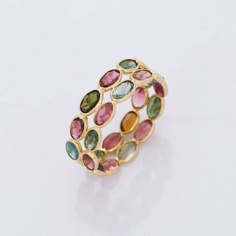 Multi Tourmaline Ring Multi Gemstone Eternity Band 925 - Etsy