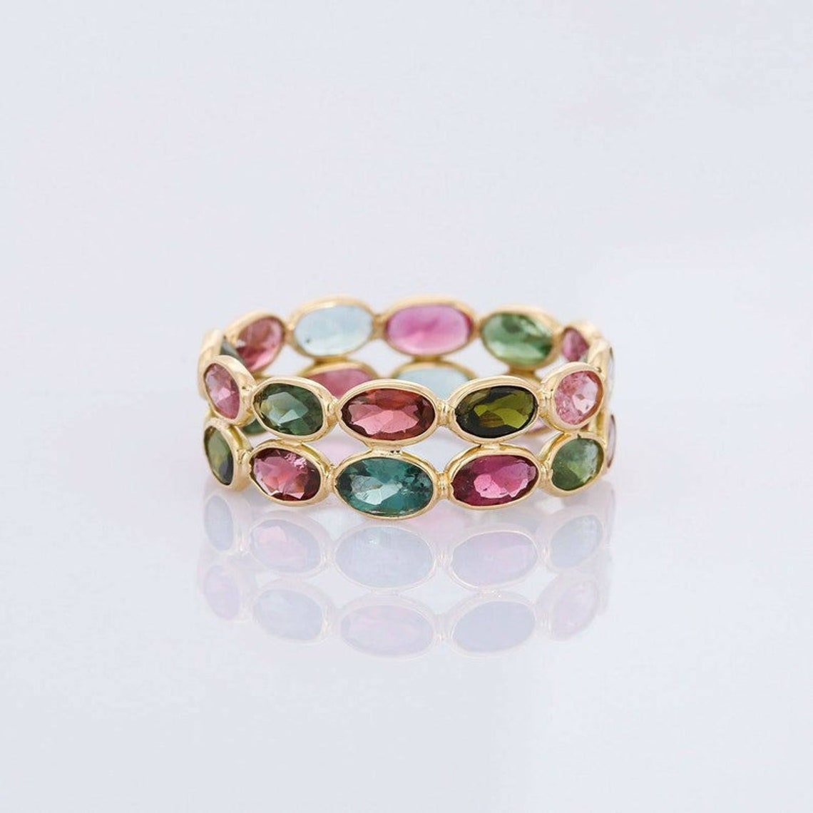 Multi Tourmaline Ring Multi Gemstone Eternity Band 925 - Etsy