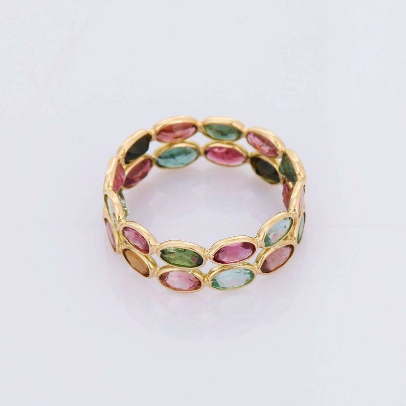 Multi Tourmaline Ring Multi Gemstone Eternity Band 925 - Etsy