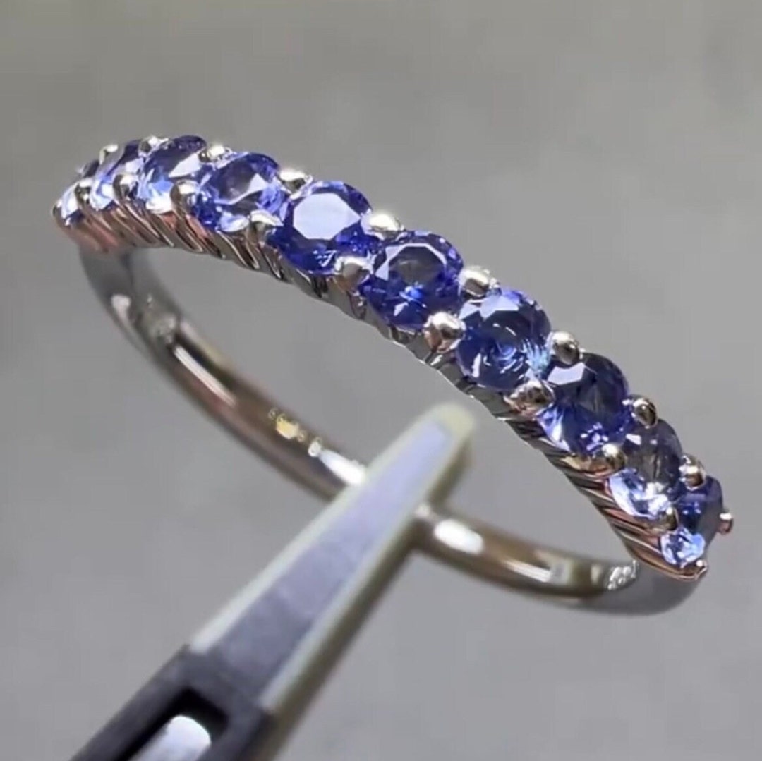 Beautiful Tanzanite Eternity Band, 925 Sterling Silver Band, Round Cut ...