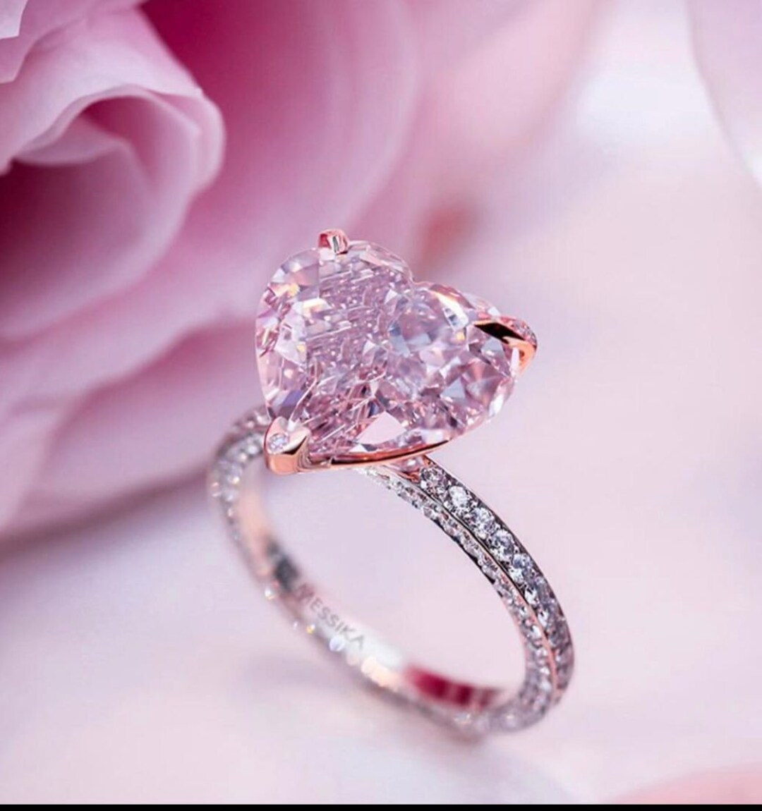 Heart Shaped Pink Sapphire Engagement Ring for Women Vintage Art Deco ...