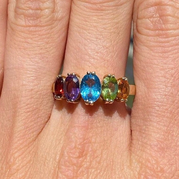 Rainbow Eternity Ring - Etsy