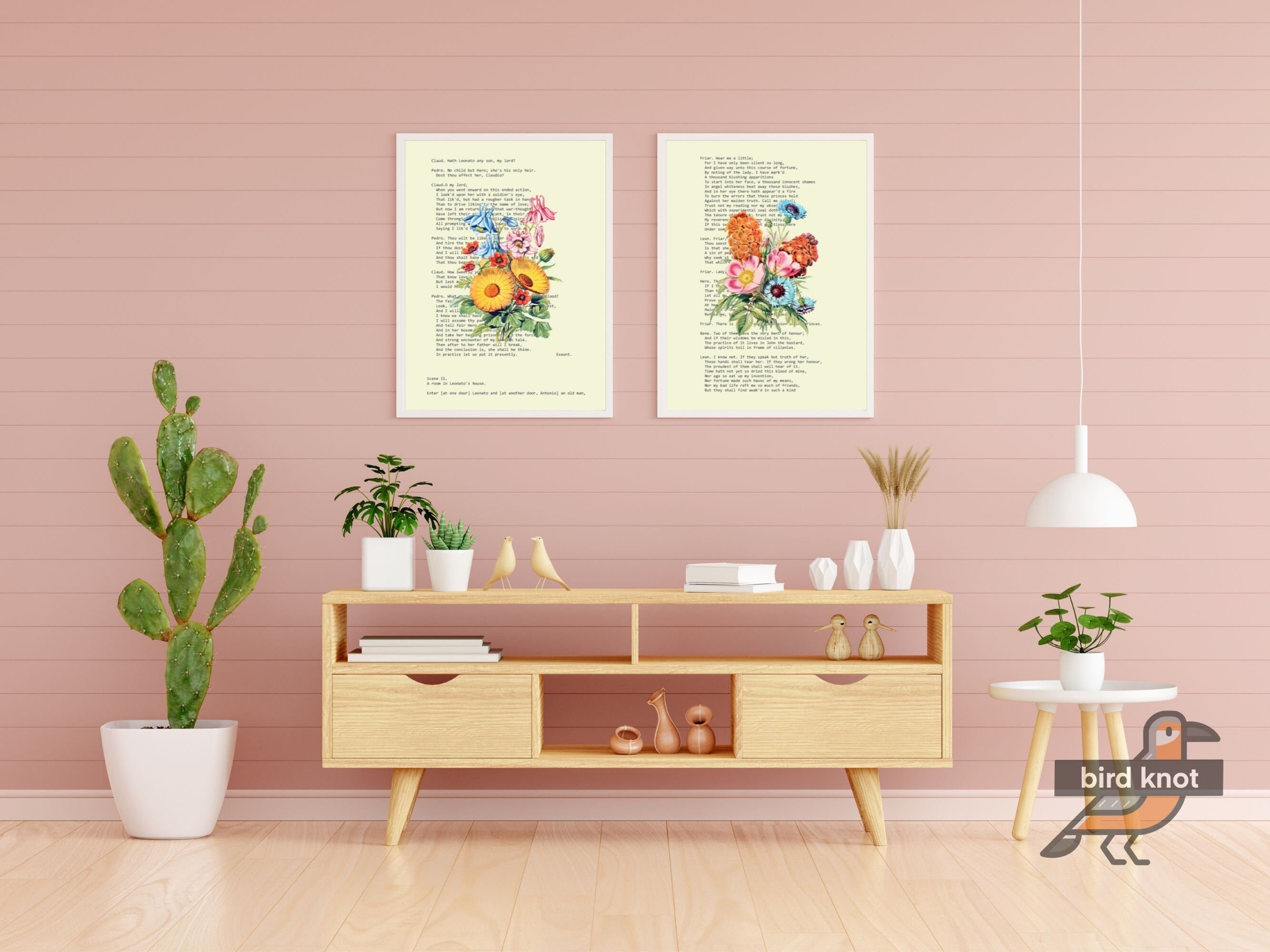 Much Ado About Nothing Flowers Printable Art on Novel Pages - Etsy