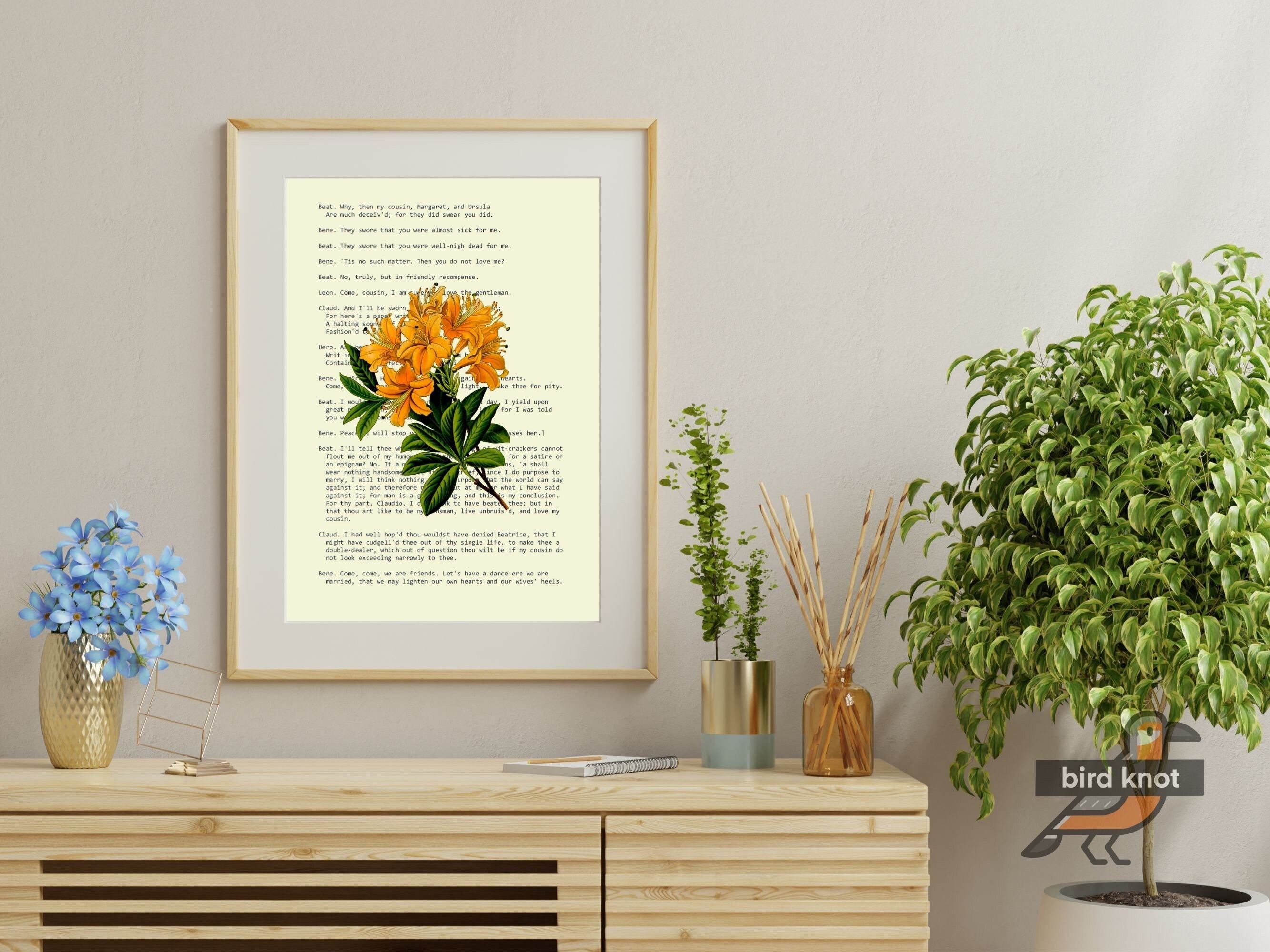 Much Ado About Nothing Flowers Printable Art on Novel Pages - Etsy
